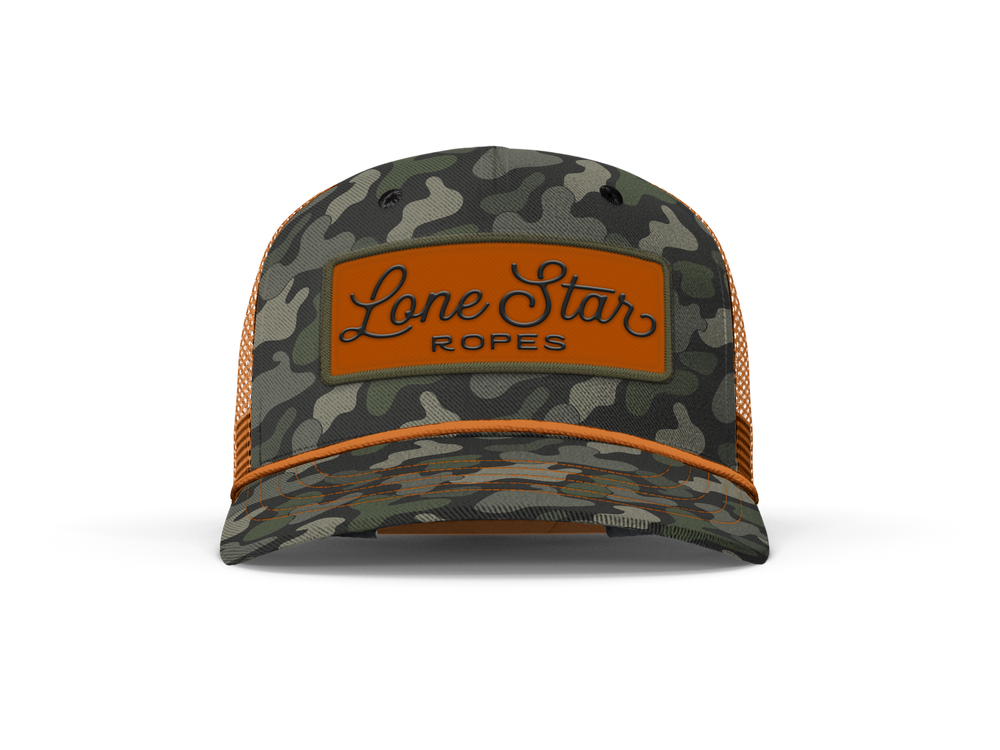 Lone Star Ropes Script Trucker Cap - Dark Duck Camo