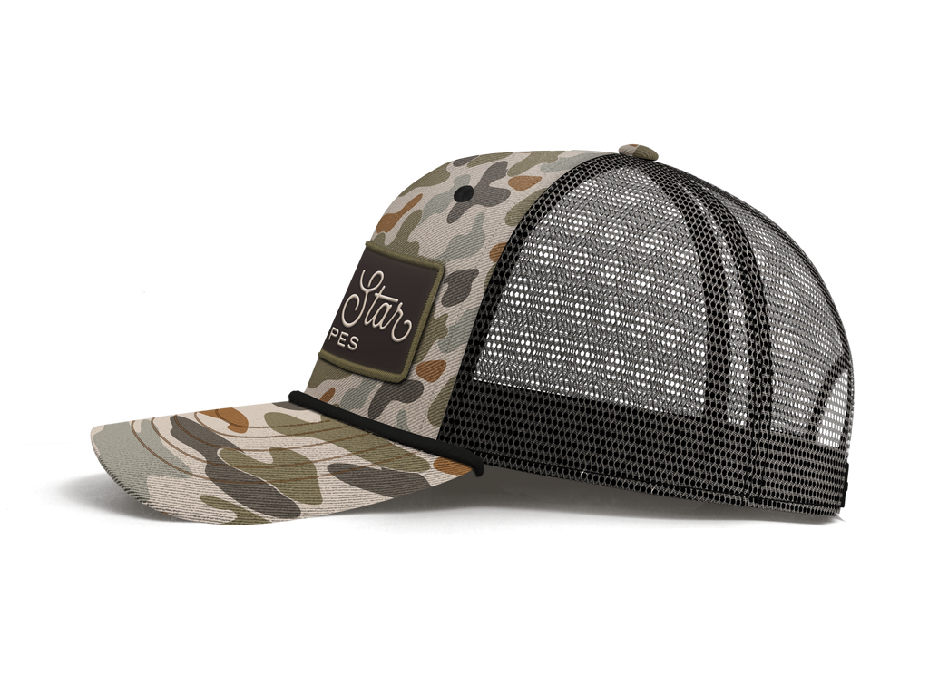 Lone Star Ropes Script Trucker Cap - Old School Camo
