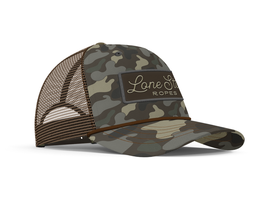 Lone Star Ropes Script Trucker Cap - Canyon Camo