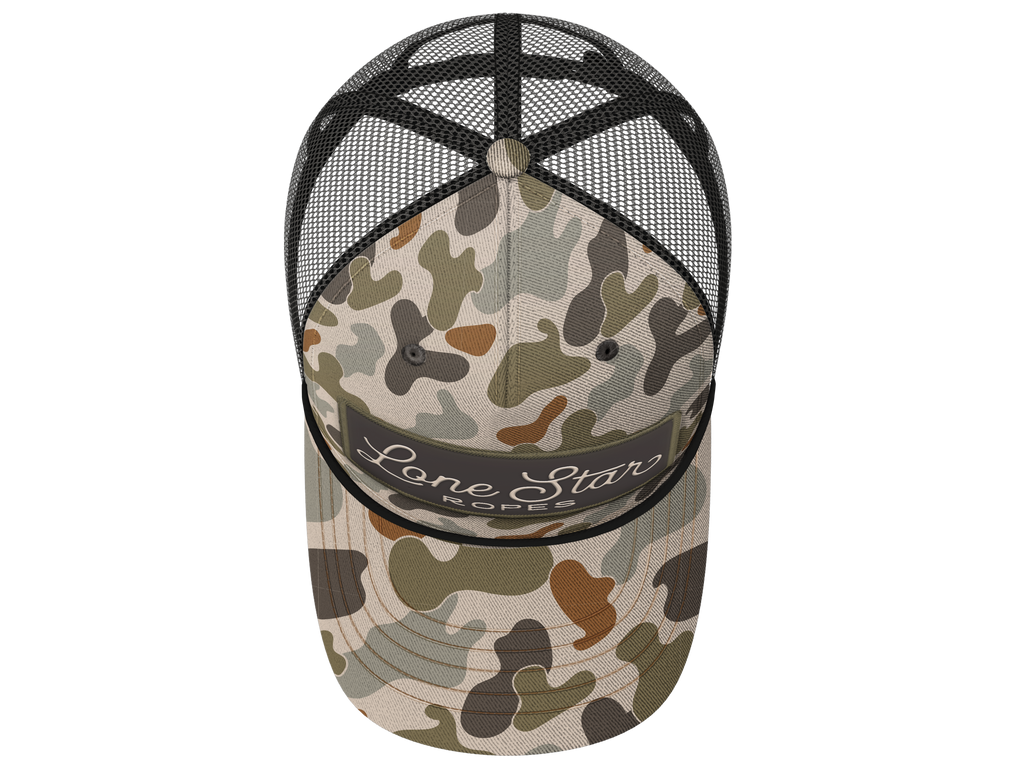 Lone Star Ropes Script Trucker Cap - Old School Camo