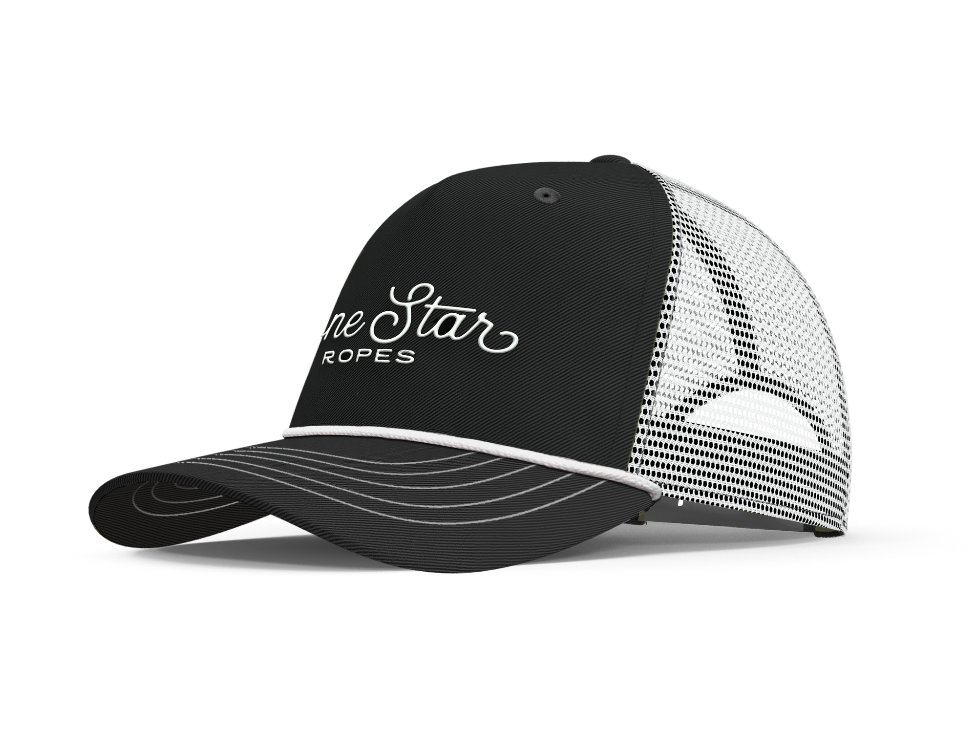 Lone Star Ropes Script Trucker Cap - Black/White